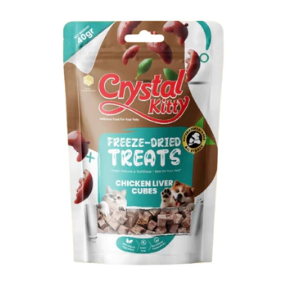 Crystal Kitty Freeze Dried Treats with Chicken Liver Cubes 40g– Petfast ...